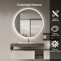 China Acrylic Framed Round Bathroom Mirror 60cm 70cm 80cm Smart LED Vanity Mirror with Aluminum Backing for sale