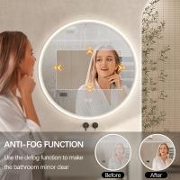 China Acrylic Framed Round Bathroom Mirror 60cm 70cm 80cm Smart LED Vanity Mirror with Aluminum Backing for sale