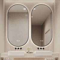 China Waterproof Stainless Steel Framed LED Mirror Anti Fog 3000K 6000K Touch Dimmable for sale