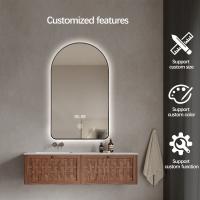 China Gold Aluminum Frame Arched LED Backlit Bathroom Mirror 5mm Anti Fog Touch Sensitive for sale