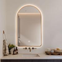 China Gold Aluminum Frame Arched LED Backlit Bathroom Mirror 5mm Anti Fog Touch Sensitive for sale