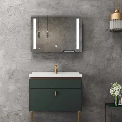 China Hotel Frosted Edge LED Anti Fog Bathroom Mirror 60x80cm 3 Color Change for sale