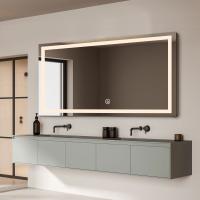 China Perimeter Satin LED Border Mirror , Rectangle / Square LED Illuminated Bathroom Mirror for sale