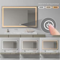 China Perimeter Satin LED Border Mirror , Rectangle / Square LED Illuminated Bathroom Mirror for sale