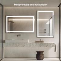 China Perimeter Satin LED Border Mirror , Rectangle / Square LED Illuminated Bathroom Mirror for sale