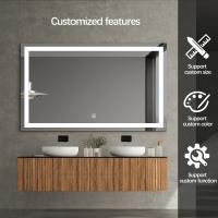 China Perimeter Satin LED Border Mirror , Rectangle / Square LED Illuminated Bathroom Mirror for sale