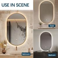 China Luxury Wall Mounted LED Mirror IP66 Arched Touch Screen Bathroom Mirror for sale
