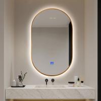 China Luxury Wall Mounted LED Mirror IP66 Arched Touch Screen Bathroom Mirror for sale