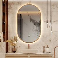 China Luxury Wall Mounted LED Mirror IP66 Arched Touch Screen Bathroom Mirror for sale