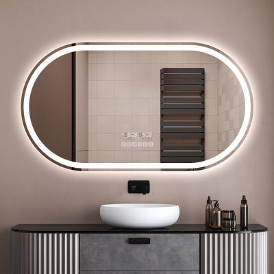 China Smart Modern Frameless LED Bathroom Mirror Explosion Proof LED Arch Mirror for sale