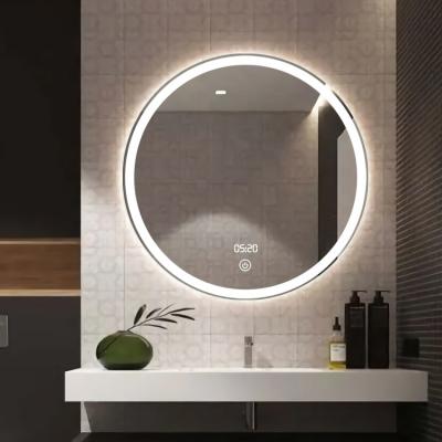 China Silver Waterproof LED Round Bathroom Mirror 5mm Frosted Edge 110V-240V for sale