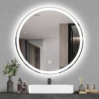 China Silver Waterproof LED Round Bathroom Mirror 5mm Frosted Edge 110V-240V for sale