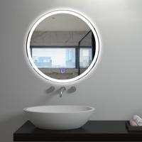 China Silver Waterproof LED Round Bathroom Mirror 5mm Frosted Edge 110V-240V for sale