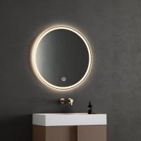 China Silver Waterproof LED Round Bathroom Mirror 5mm Frosted Edge 110V-240V for sale