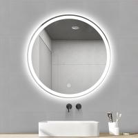 China Silver Waterproof LED Round Bathroom Mirror 5mm Frosted Edge 110V-240V for sale