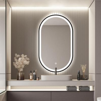 China LED Illuminated Arch Bathroom Mirror Copper Free Silver Mirror With Defogger for sale