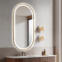 China LED Illuminated Arch Bathroom Mirror Copper Free Silver Mirror With Defogger for sale