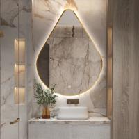 China Teardrop LED Bathroom Mirror , LED Backlit Bathroom Vanity Mirror Wall Mounted for sale