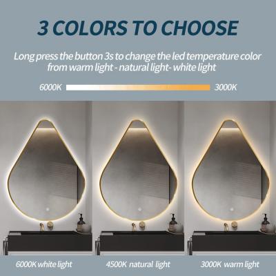 China Teardrop LED Bathroom Mirror , LED Backlit Bathroom Vanity Mirror Wall Mounted for sale