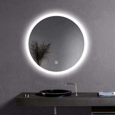 China 5mm Explosion Proof Waterproof Round Bathroom Mirror AC110-240V LED Touch Sensor for sale