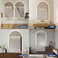 China Aluminum Alloy Frame Smart Touch Screen Mirror Shatterproof Arched LED Bathroom Mirror for sale