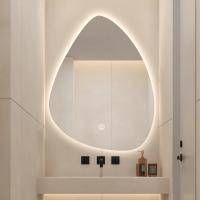 China Anti Fog Frameless Lighted Bathroom Mirror 5mm Half Moon Wall Mirror for sale