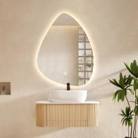 China Anti Fog Frameless Lighted Bathroom Mirror 5mm Half Moon Wall Mirror for sale