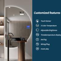 China Artistic Irregular Half Circle LED Bathroom Mirror 100-240V Anti Fog Dimmable for sale