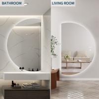China Artistic Irregular Half Circle LED Bathroom Mirror 100-240V Anti Fog Dimmable for sale