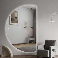 China Artistic Irregular Half Circle LED Bathroom Mirror 100-240V Anti Fog Dimmable for sale
