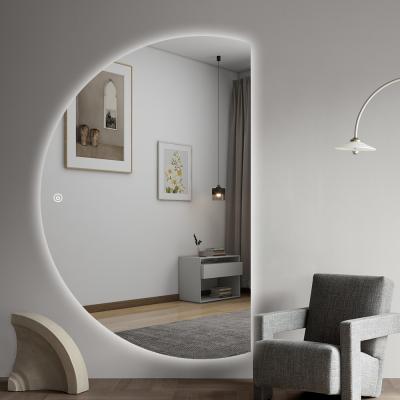 China Artistic Irregular Half Circle LED Bathroom Mirror 100-240V Anti Fog Dimmable for sale