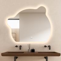 China Custom Irregular Shaped LED Mirror , Modern Half Moon Bathroom Mirror IP44 for sale
