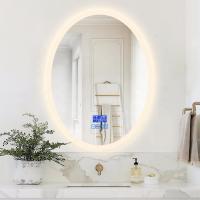 China Round Polished Edge Bathroom Mirrors With LED Light Smart Touch Sensor for sale