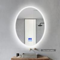 China Round Polished Edge Bathroom Mirrors With LED Light Smart Touch Sensor for sale