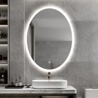 China Round Polished Edge Bathroom Mirrors With LED Light Smart Touch Sensor for sale