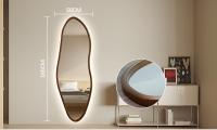 China Asymmetrical Irregular Shape LED Mirror IP66 Solid Wood Frame 60x80cm for sale