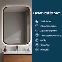 China Antique LED Bathroom Mirror IP44 60x80cm Wooden Frame Anti-Fog Illuminated for sale