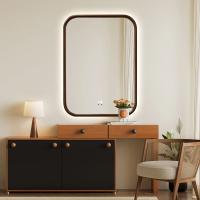China Antique LED Bathroom Mirror IP44 60x80cm Wooden Frame Anti-Fog Illuminated for sale