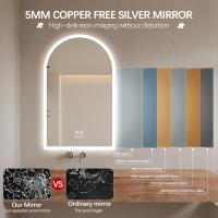 China Shatterproof Arch Bathroom Mirror 20x31 Inch with LED Lights Dimmable 3 Color for sale