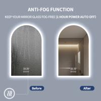 China Shatterproof Arch Bathroom Mirror 20x31 Inch with LED Lights Dimmable 3 Color for sale