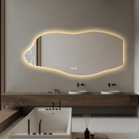 China Dimming Customizable Backlit Vanity Mirror Wave Edge Wall-Mounted LED Bathroom Mirror Anti-Fog 60x80cm for sale