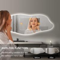 China Dimming Customizable Backlit Vanity Mirror Wave Edge Wall-Mounted LED Bathroom Mirror Anti-Fog 60x80cm for sale