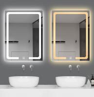 China Rectangle Smart Touch Switch Makeup Bathroom Illuminated Led Mirror With Light Dimmable for sale