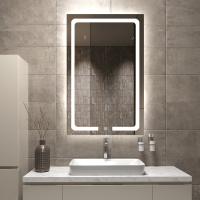 China Rectangle Smart Touch Switch Makeup Bathroom Illuminated Led Mirror With Light Dimmable for sale