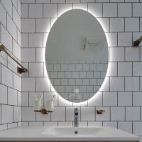 China HD Copper Free Silver Bathroom Mirror , Waterproof LED Oval Bathroom Mirror for sale