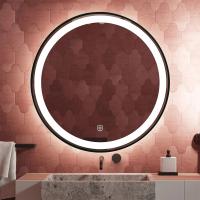 China Aluminium Framed LED Round Bathroom Mirror With Smart Touch Screen for sale