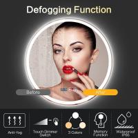 China Waterproof Smart Round Bathroom Mirror Anti Fog LED Illuminated Wall Mirror 60cm 80cm 100cm 120cm for sale