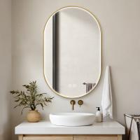 China Waterproof Ip44 Arch Bathroom Mirror Custom Size LED Mirror With Black / Gold Frame for sale
