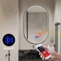 China Waterproof Ip44 Arch Bathroom Mirror Custom Size LED Mirror With Black / Gold Frame for sale