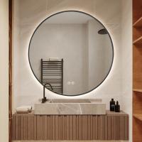 China Aluminium Alloy Framed Round Bathroom Mirror With Back Light for sale